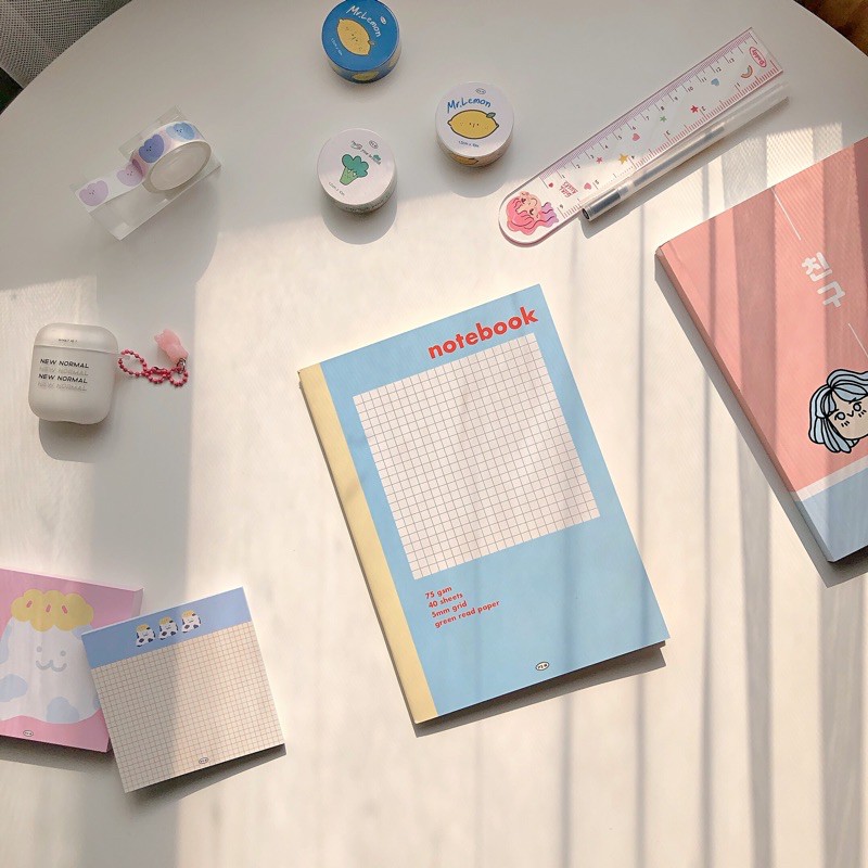 Notebook size A5 5mm grid A5 Line Eye Care Paper Cute Pattern Korean ...
