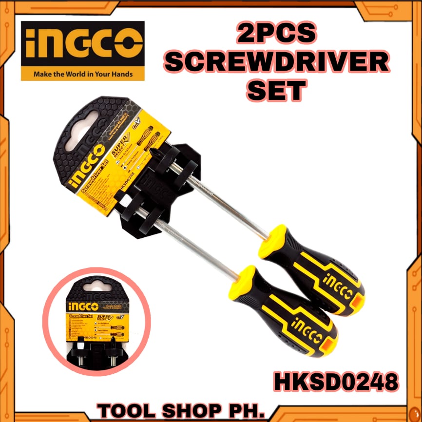 Ingco 2pcs Industrial Screwdriver Set Magnetic and CrV HKSD0248 ...