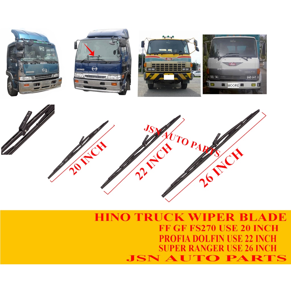 WIPER BLADE 20,22,26 INCH FOR HINO FF GF SUPER RANGER PROFIA DOLFIN ...