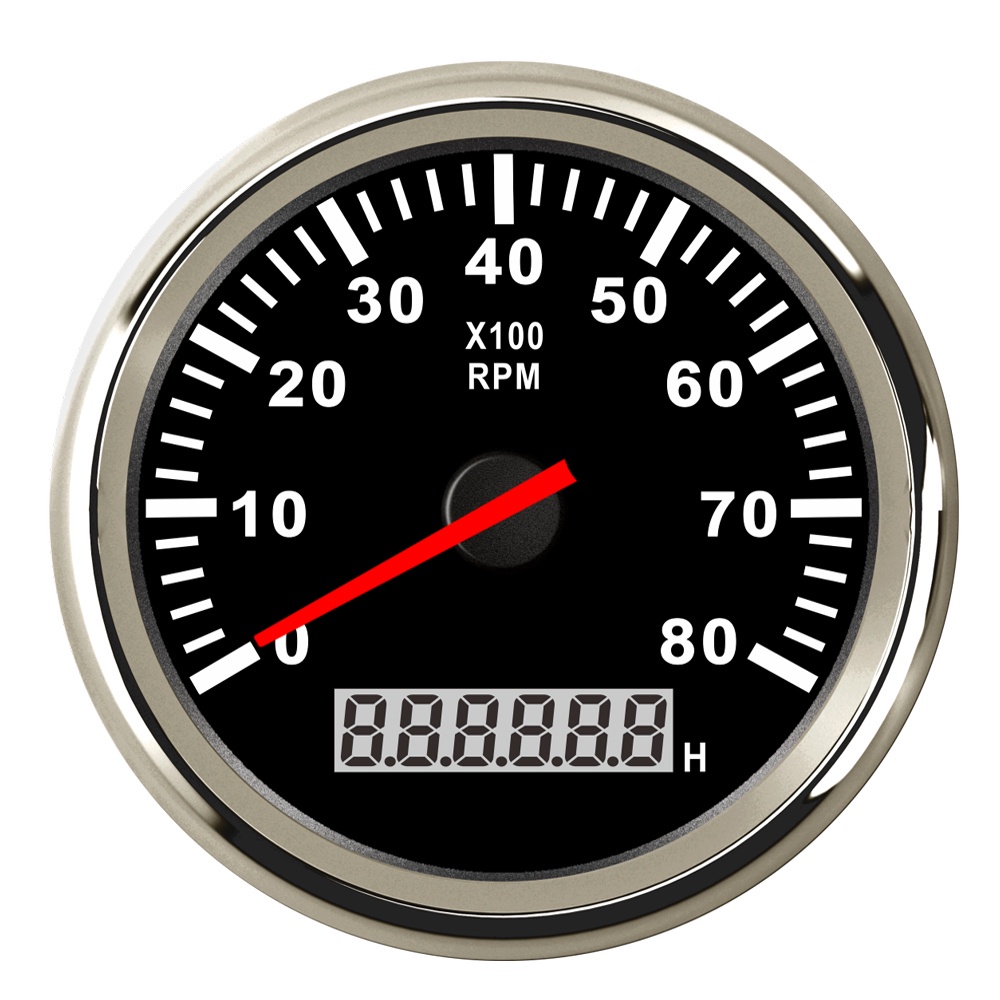 8000 rpm Tachometer Boat Car Marine Tacho Gauge with LCD Hourmeter 85mm ...