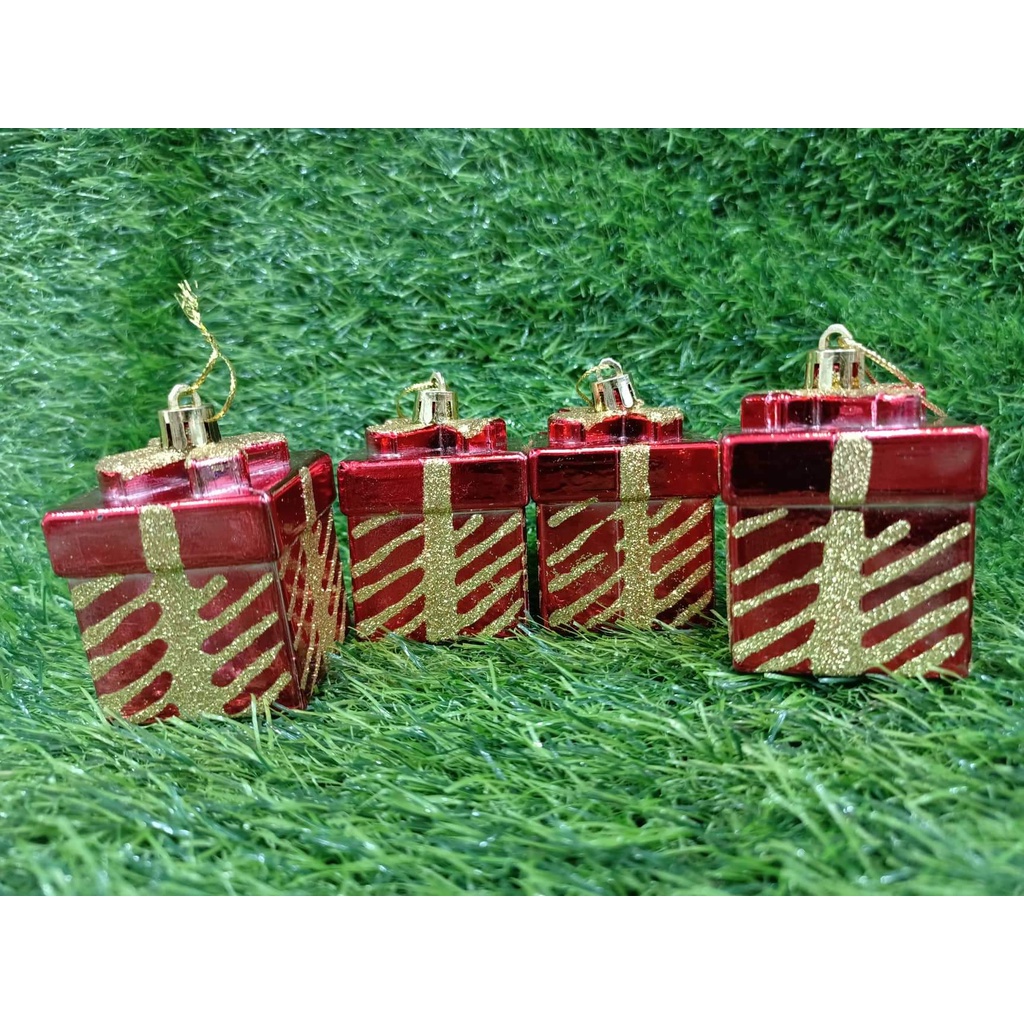 Christmas Decorations Gift Box 4 Pieces Mini Gift Box Christmas ...