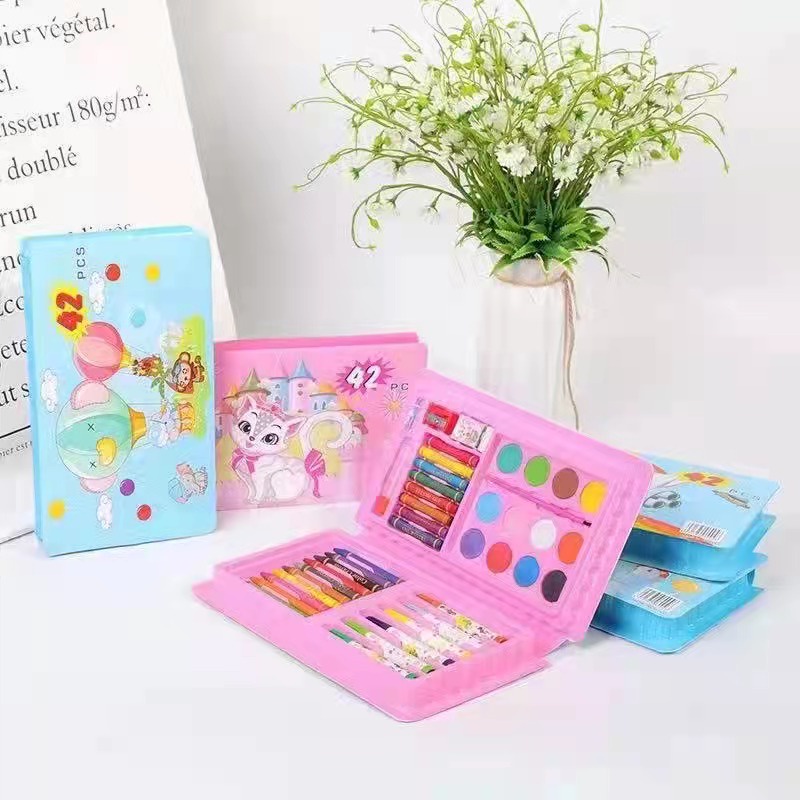 KX 42 pcs Kids Coloring Set Painting Water Color Crayon Drawing Set Art ...