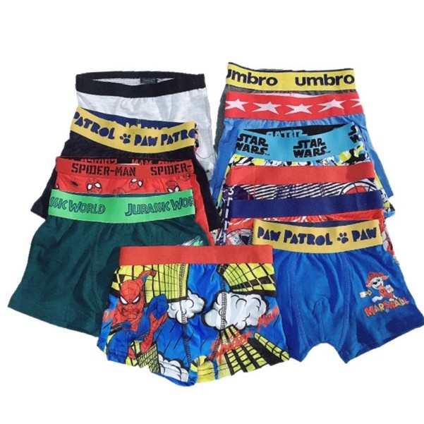Kids Boxers Printed Plain Assorted Character Cotton Boxer Brief For ...