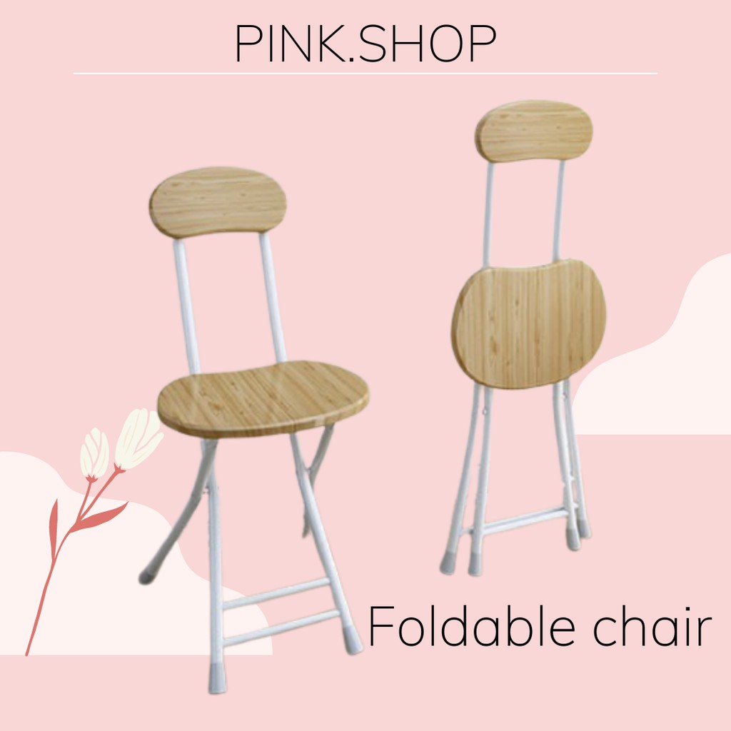 Foldable Wooden Chair Dinning Portable Stools Home Living | Shopee ...