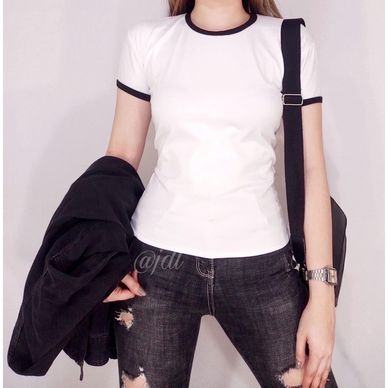 Plain Ringer Tees (fit Up to Medium) | Shopee Philippines