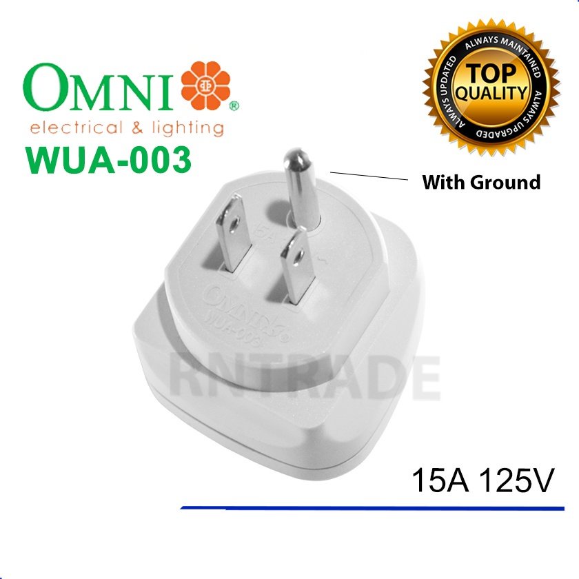 OMNI Universal Adapter w/Ground 15A 125V WUA-003 | Shopee Philippines