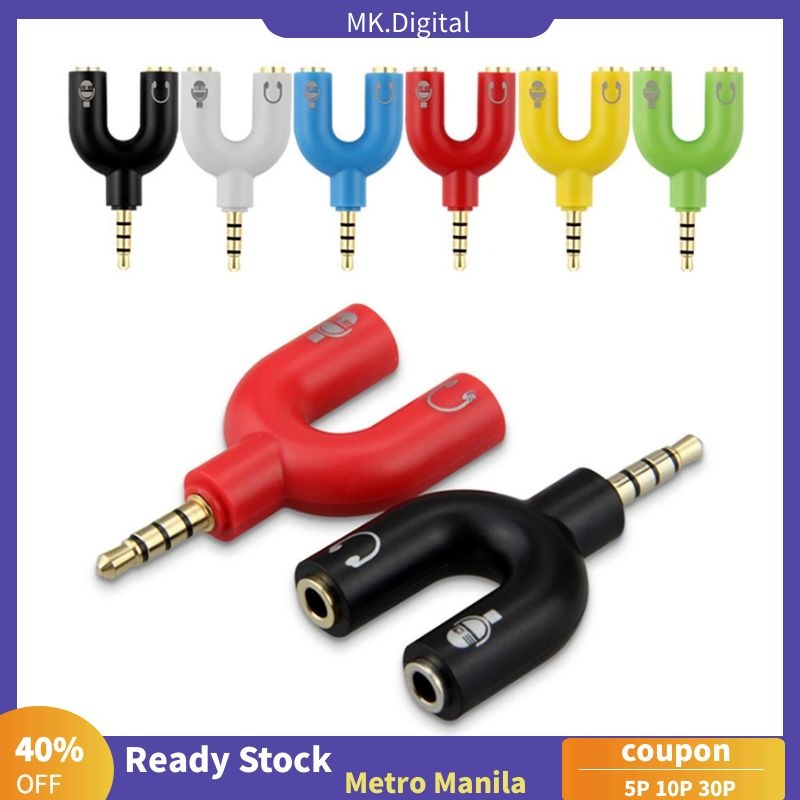 Phone Audio Splitter 3.5mm Stereo Audio Splitter Microphone Mic & Audio ...