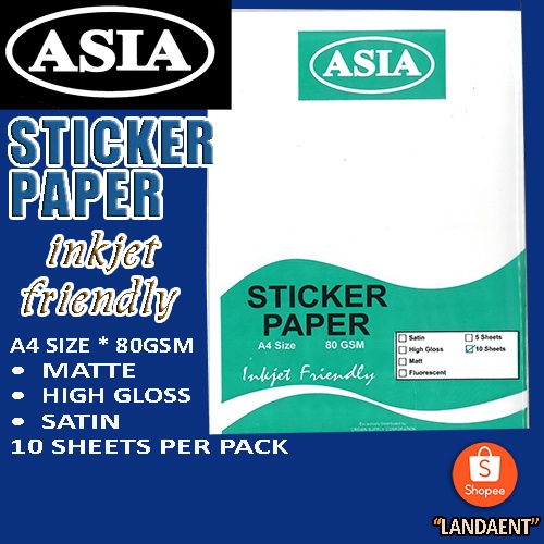 Asia Sticker Paper (Inkjet Friendly) | Shopee Philippines