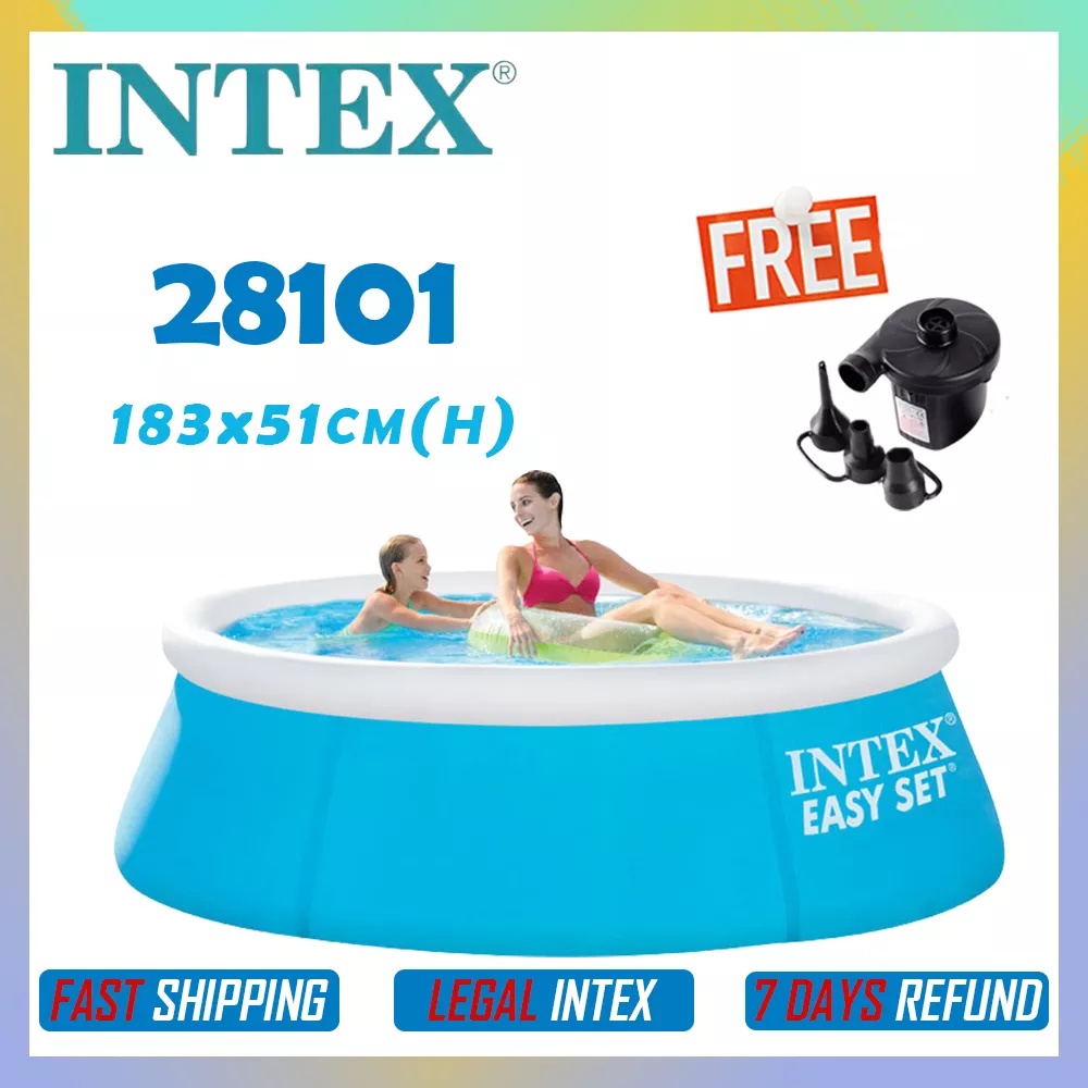 INTEX 28101 Inflatable Round Swimming Pool Adult Swimming Pool Family ...