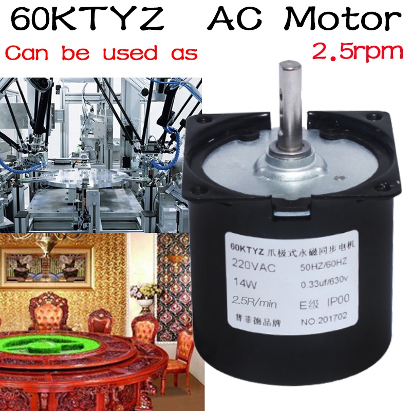 New upgrade 60KTYZ Permanent Magnet Synchronous Motor AC 220V 14W Gear Motor 2.5rpm | Shopee ...