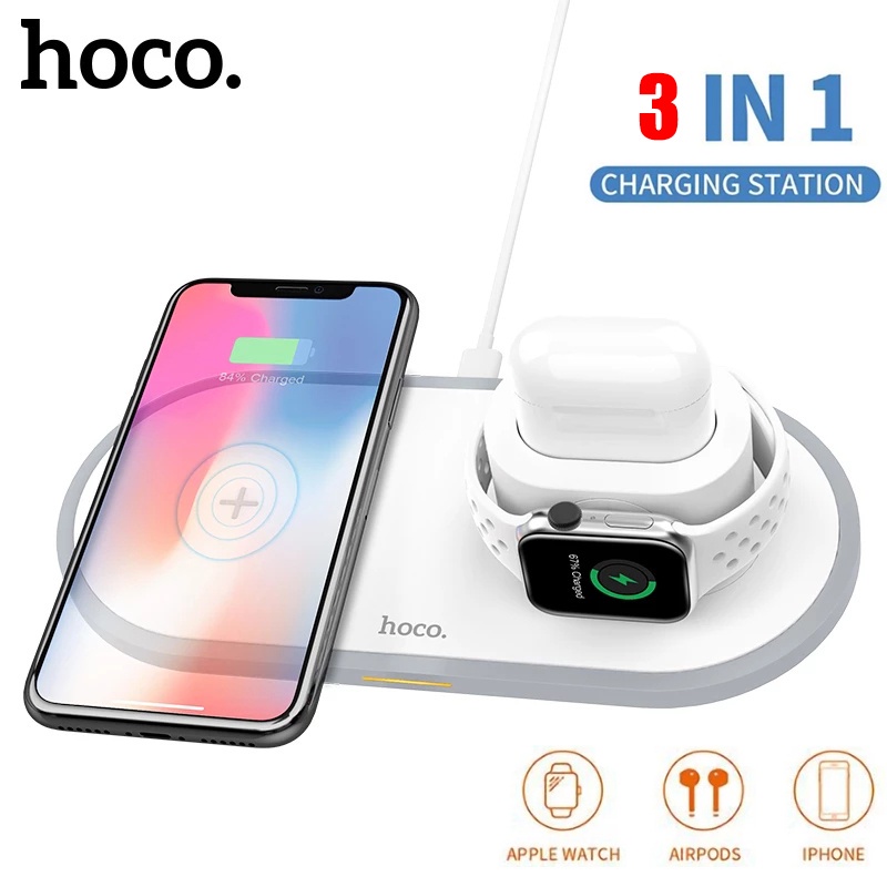 HOCO CW21 3 in 1 Qi Wireless Charger Pad for 11 pro X XS Max XR for ...