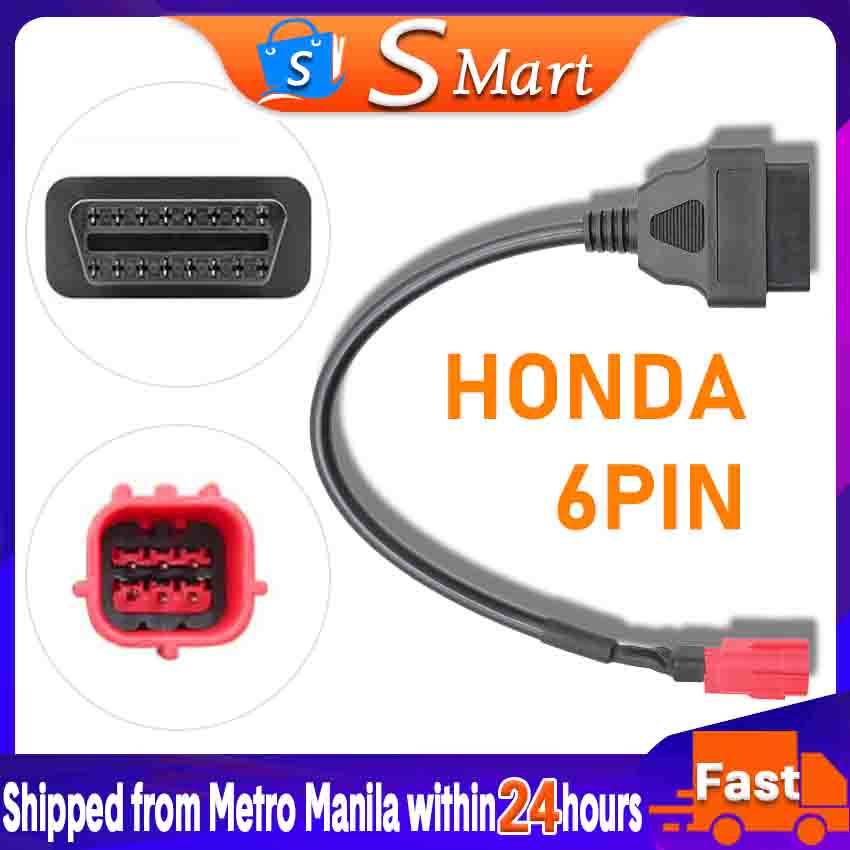 【Soyamart】Honda 6Pin OBD Motorcycle Cable 6 Pin To OBD2 16 Pin Plug ...