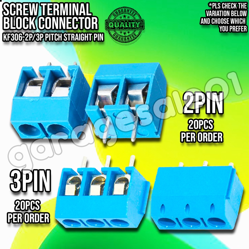 ⚡20pcs Screw Terminal Block Connector KF301-2P/3P Pitch Straight Pin⚡ ...