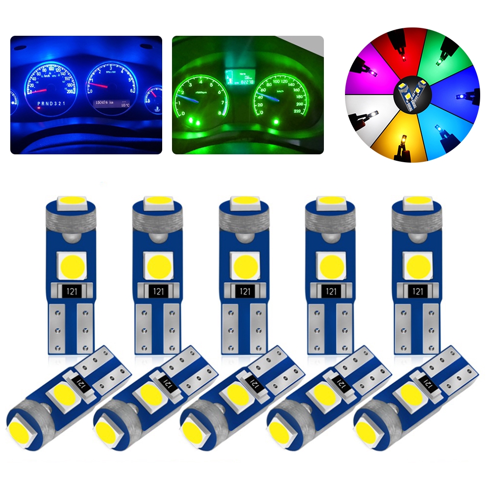 10Pcs T5 Led Bulb W3W W1.2W Led Canbus Car Interior Lights Dashboard warming indicator Wedge ...