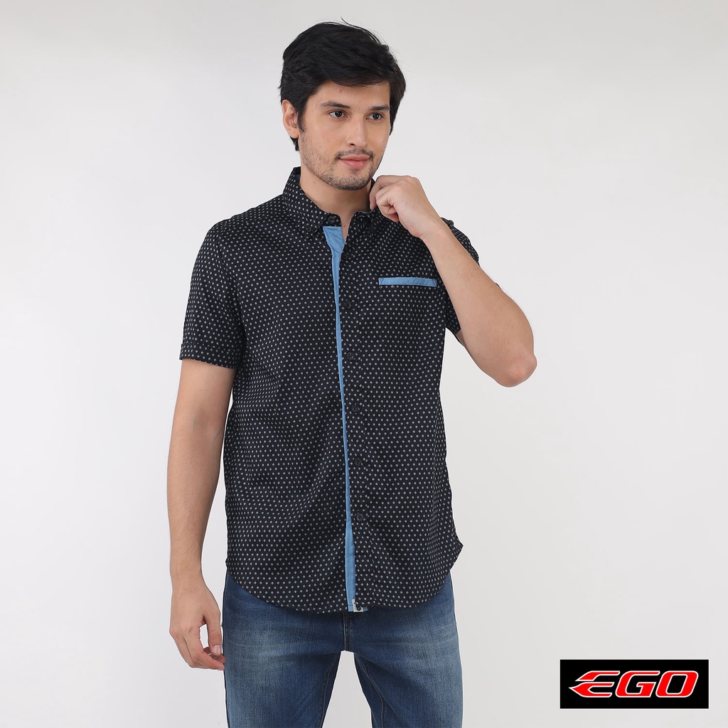 Ego Woven Printed Poplin Short Sleeves Polo EMT04-0716 (Black) | Shopee ...