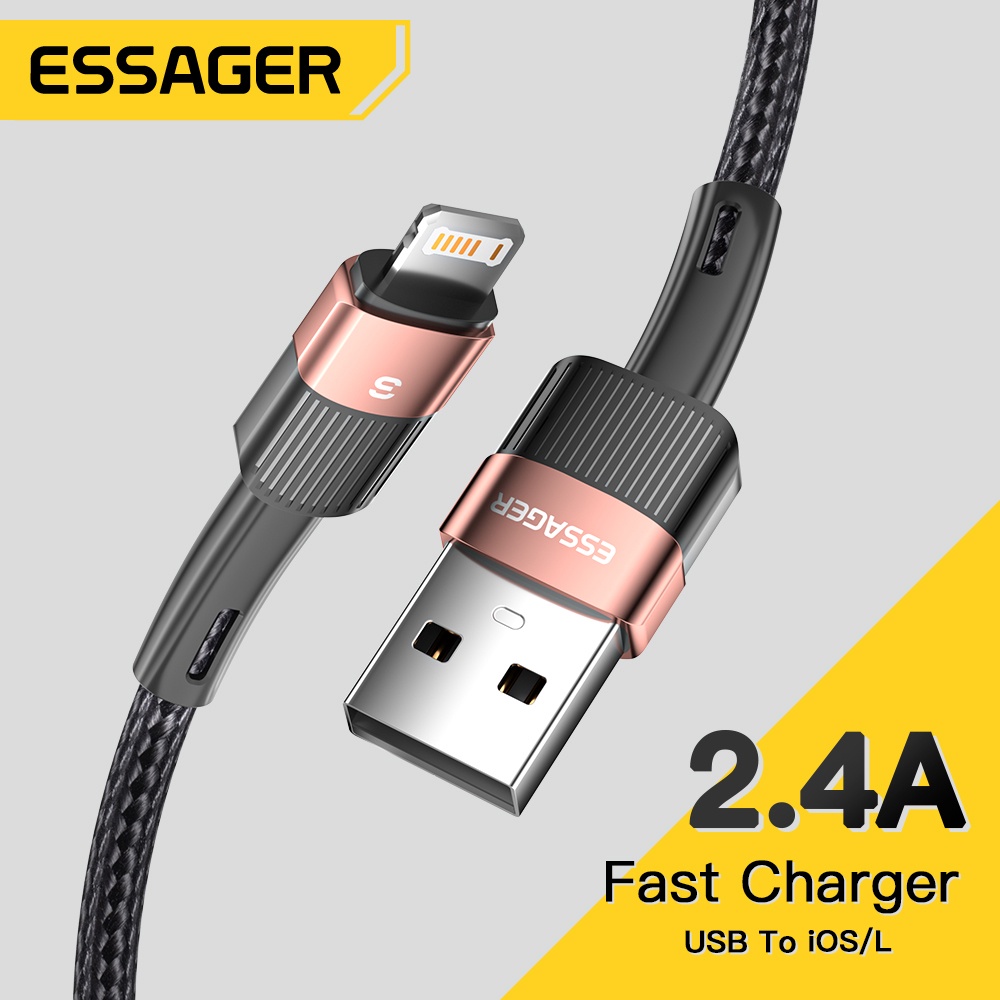 Essager 2.4A usb ios interface cable aluminum alloy cable for 1pd iP 11 Pro Max 5 6 6s 7 8 X XS ...