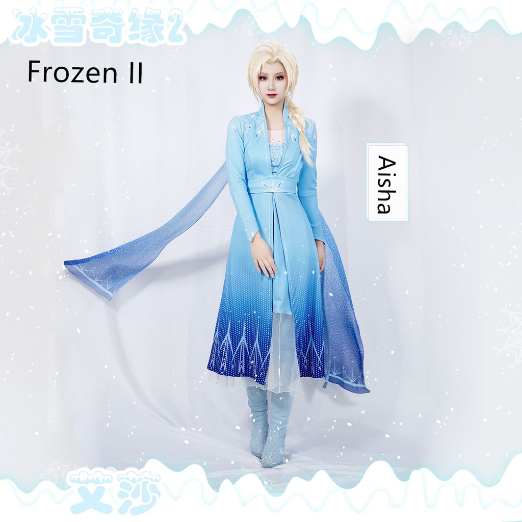 Disney Frozen 2 Elsa Set Dress cosplay Elsa Prom Dress Up Girl Party ...