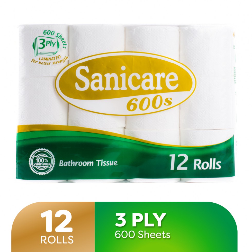 Sanicare Bathroom Tissue 3Ply 600 Sheets 12 Rolls | Shopee Philippines