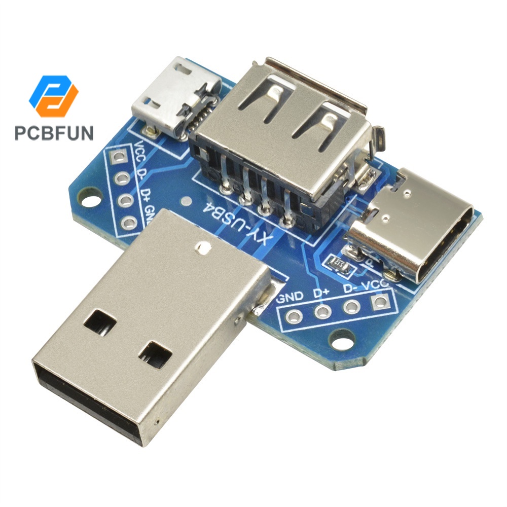 Pcbfun USB Adapter Board Male Head To Female Head To MICRO TYPE-C 4P2 ...