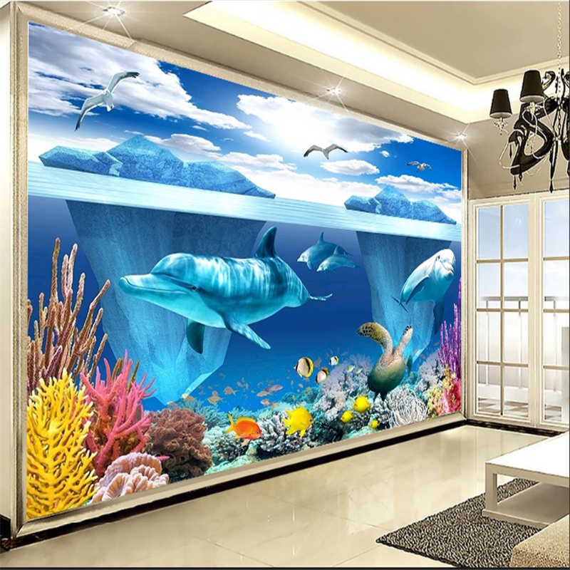 Custom Mural Wallpaper 3d Iceberg Underwater World Animal TV Background ...