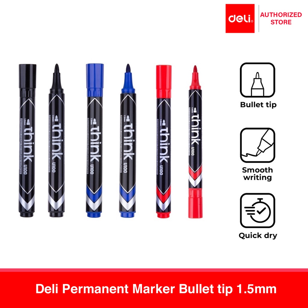 Deli Permanent Marker Bullet Tip 1.5mm (1PC) (7531U10020,7531U10030 ...