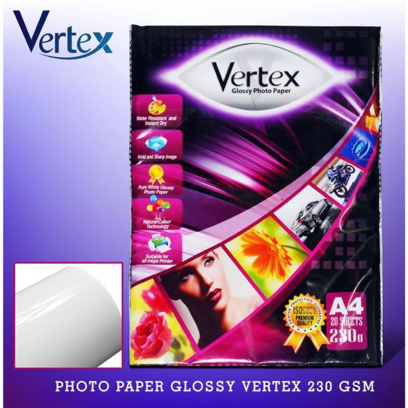 VERTEX A4 210gsm / 230 gsm Glossy photo paper (20 sheets) | Shopee ...