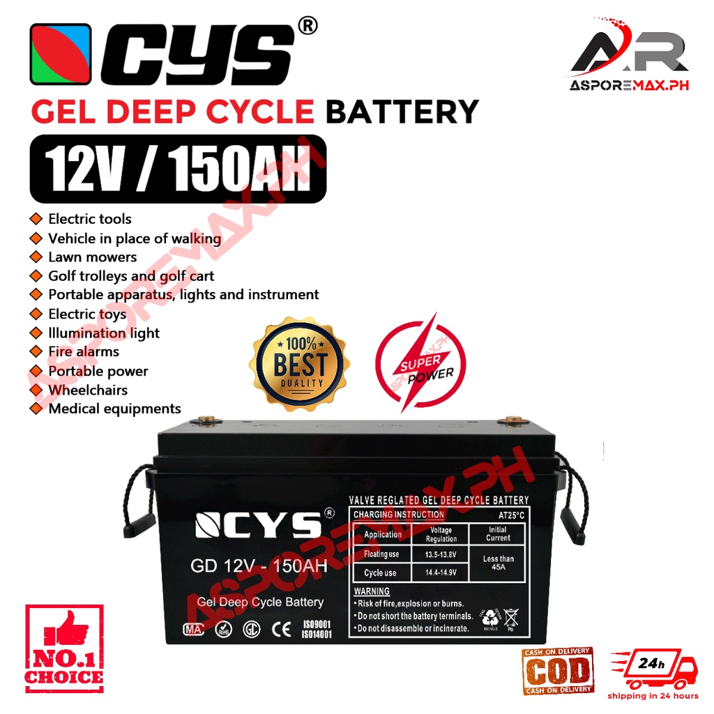 CYS Brand 12V 150AH Gel Deep Cycle Battery GD SERIES Solar Rechargeable ...