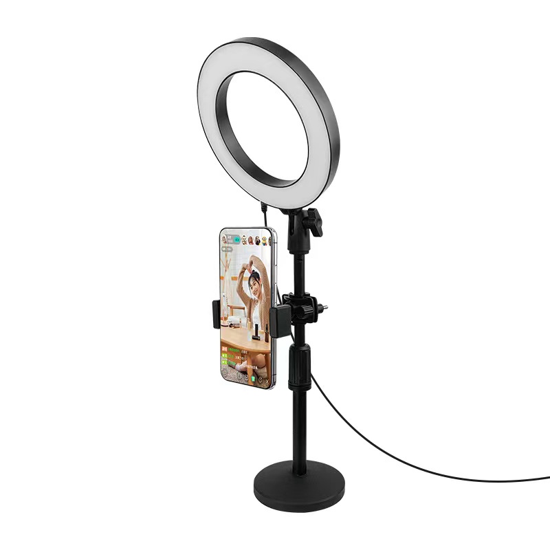 Adjustable 16cm Ring Light Dimmable Phone LED Ring Lamp with Table ...