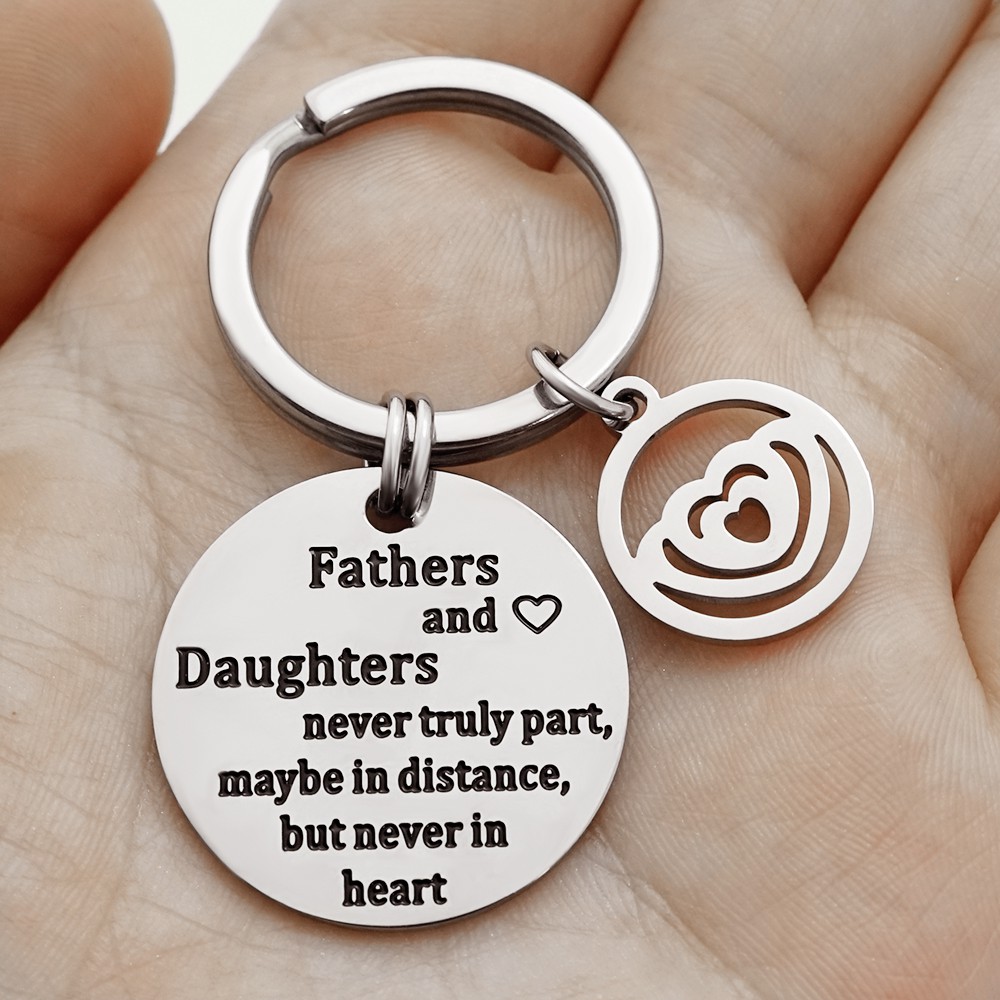 Fathers and daughters love keychain hollow heart charm keychains diy ...