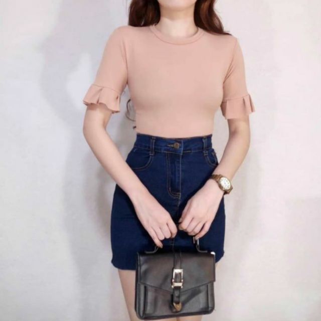 Bell Semi Crop Top Plain | Shopee Philippines