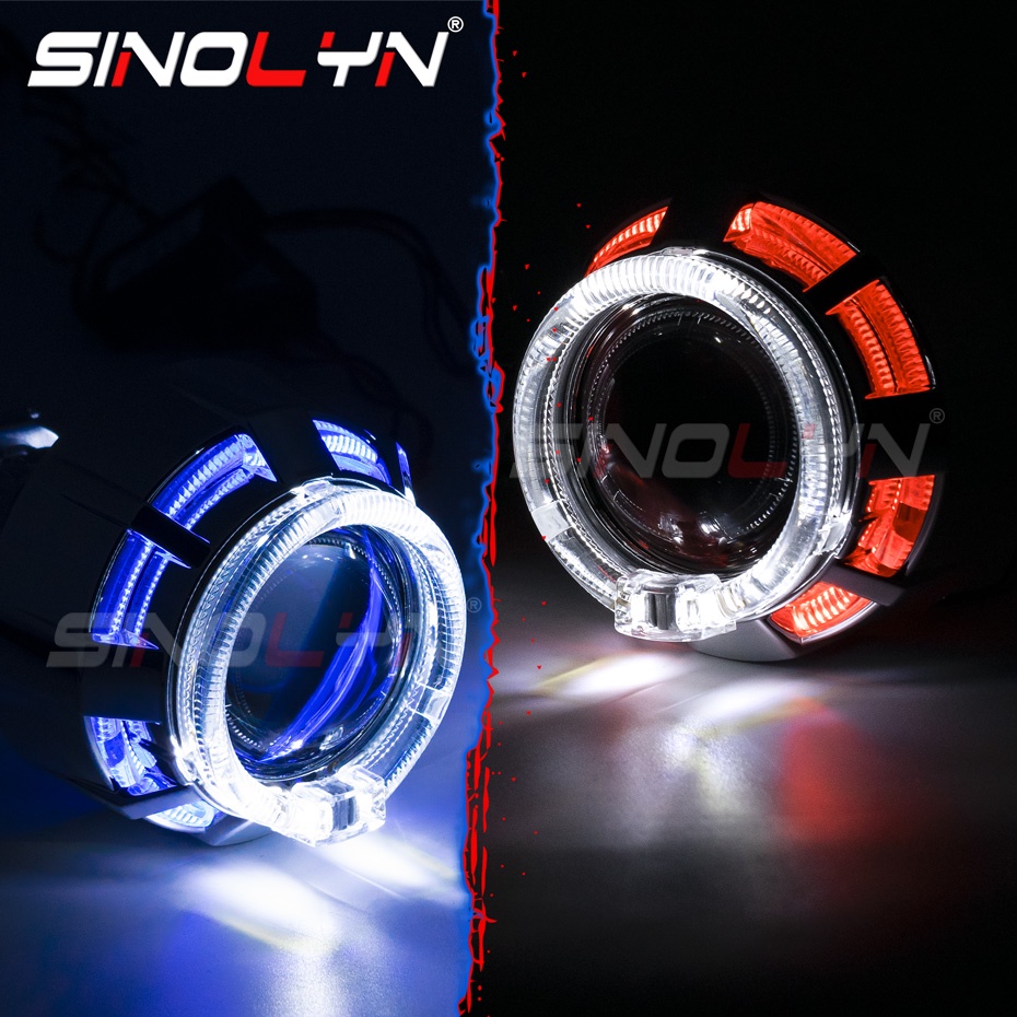 Sinolyn 2 Inch Dual LED Angel Eyes Bi Xenon Lenses For Headlight H4 H7 ...