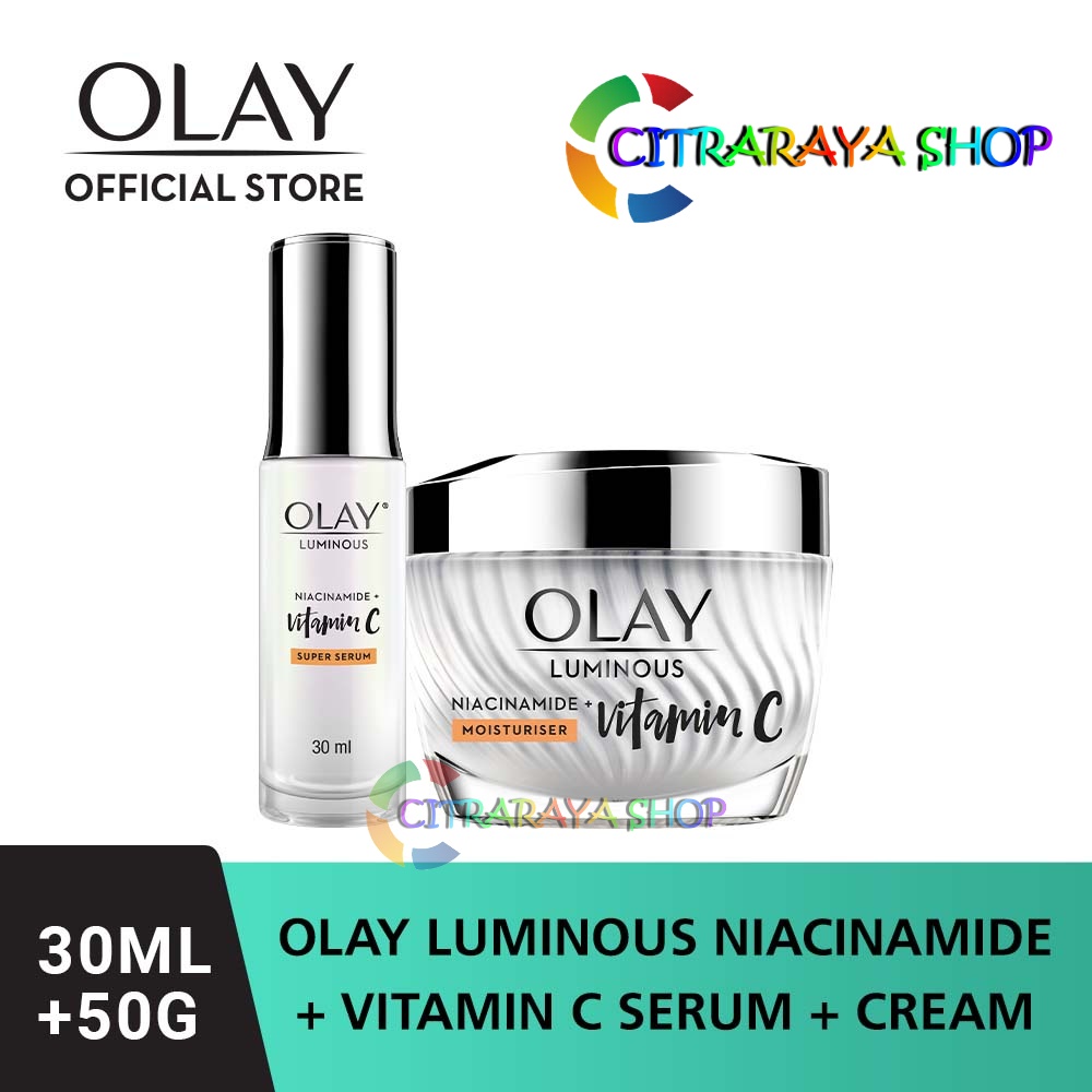 Set Olay Luminous Niacinamide VITAMIN C Moisturizer Cream & Super Serum ...