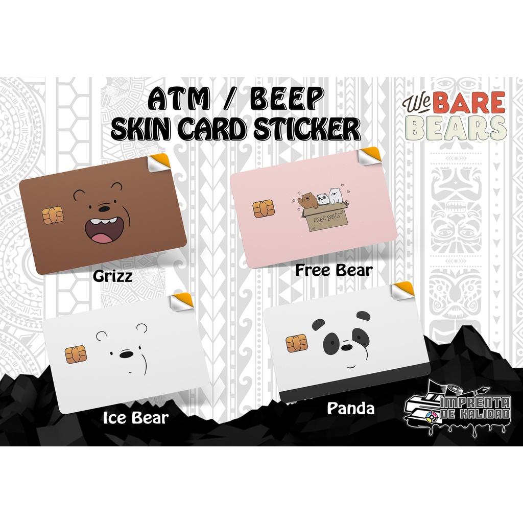 WeBareBears Skin Card Sticker Vinyl Debit/ATM/beep card sticker skin ...