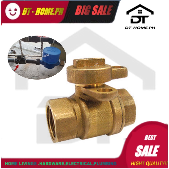 heavy duty Brass Ball Valve w/ Lock 1/2 for Water Meter Copper Gate Valve Water Meter Front ...