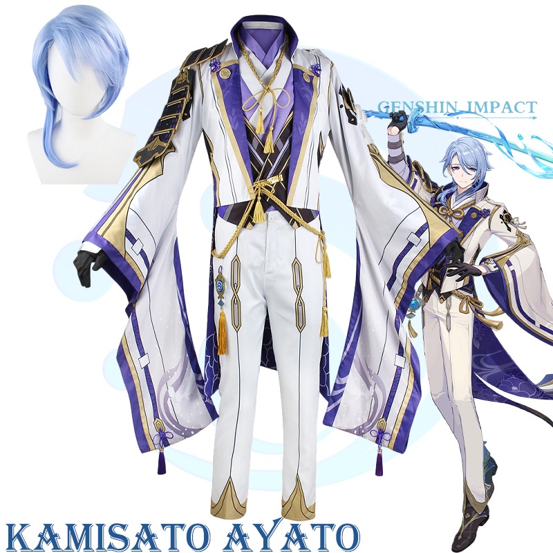 Game Genshin Impact Kamisato Ayato Fullset Cosplay Costumes Party ...