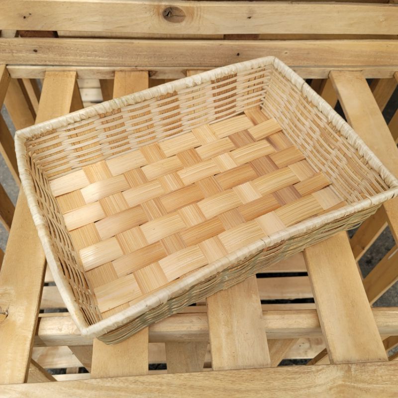 Native buri basket tray 10 pcs 14x10x3inch | Shopee Philippines
