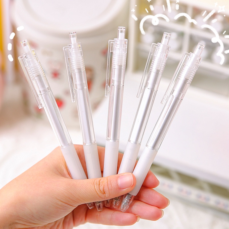 Transparent Retractable Gel Pen 0.5mm Black Ink Signature Pen | Shopee ...