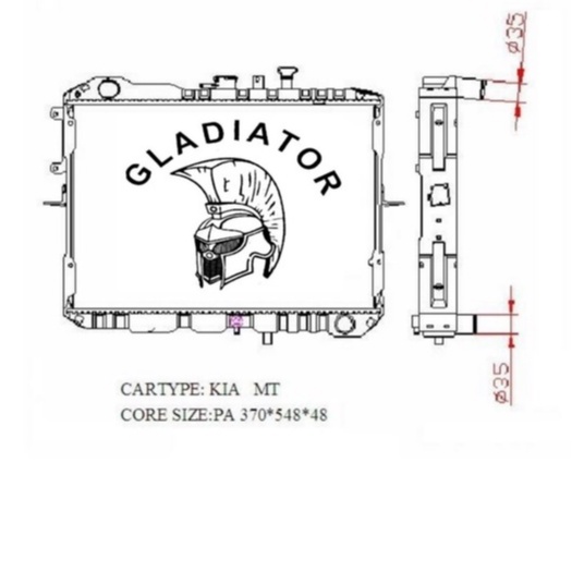RADIATOR ASSEMBLY ( 370 X 548 X 36 ) KIA BONGO MANUAL 2ROW ( PLASTIC ...