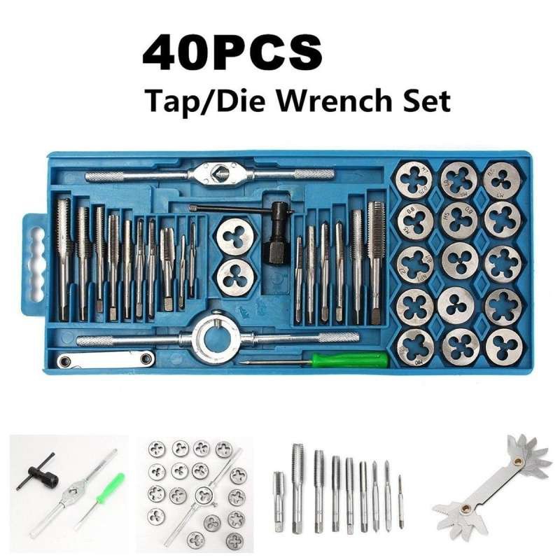 40Pcs/Set Metric Hand Tap Die Set M3-M12 Screw Thread Plugs Straight Taper Wrench Reamer Tools ...