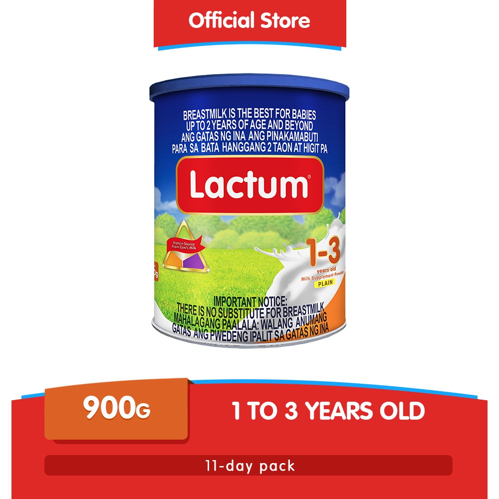 Lactum for 1-3 Years Old 900g Plain Milk Supplement Powder | Shopee ...