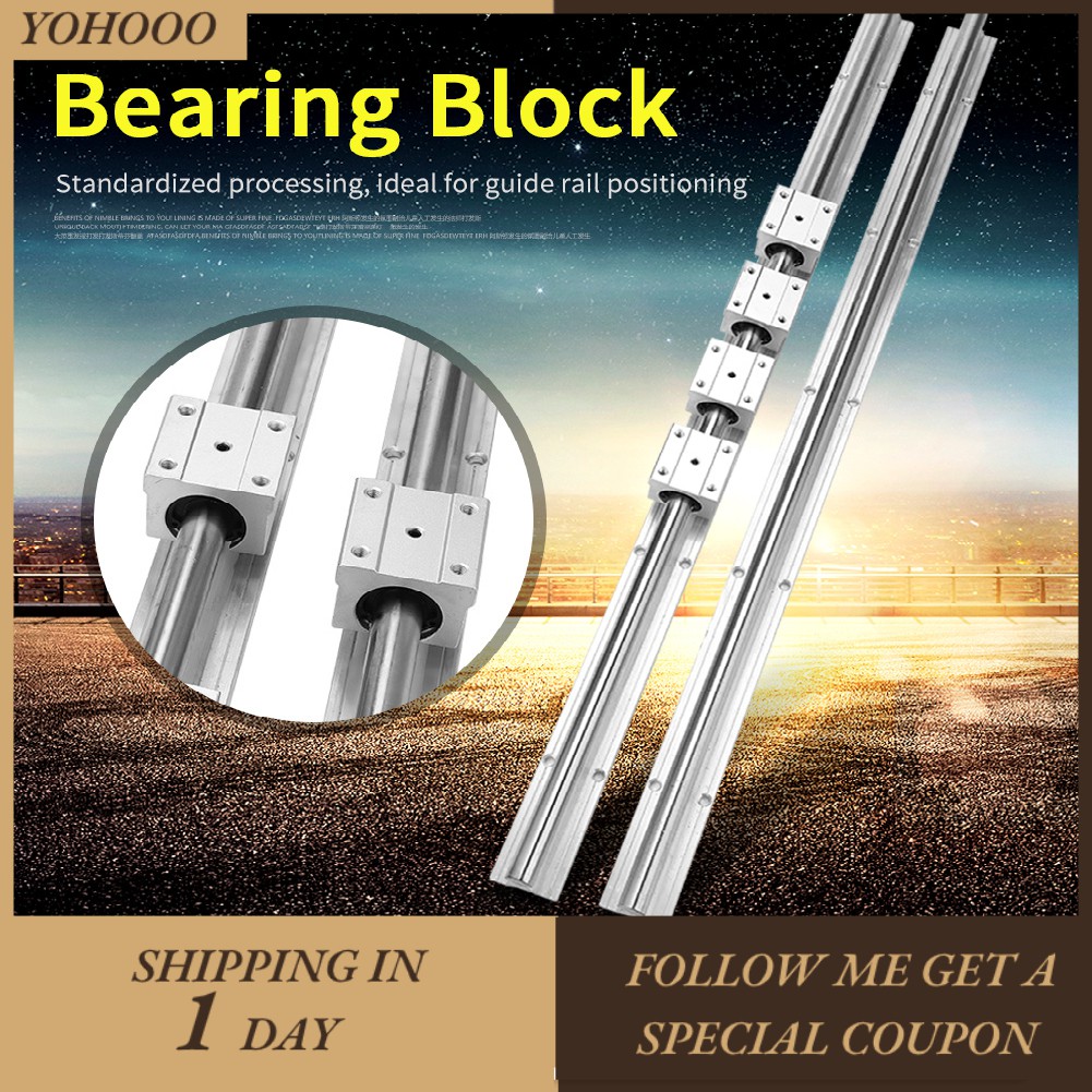 Yohooo 2pcs 16mm Linear Slide Guide Shaft Rail Rod+4pcs SBR16UU Bearing ...