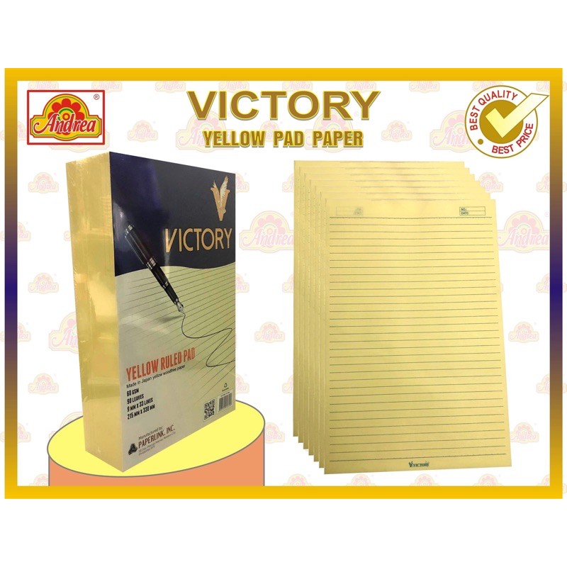 Victory yellow pad 90 leaves sold by pads | Shopee Philippines