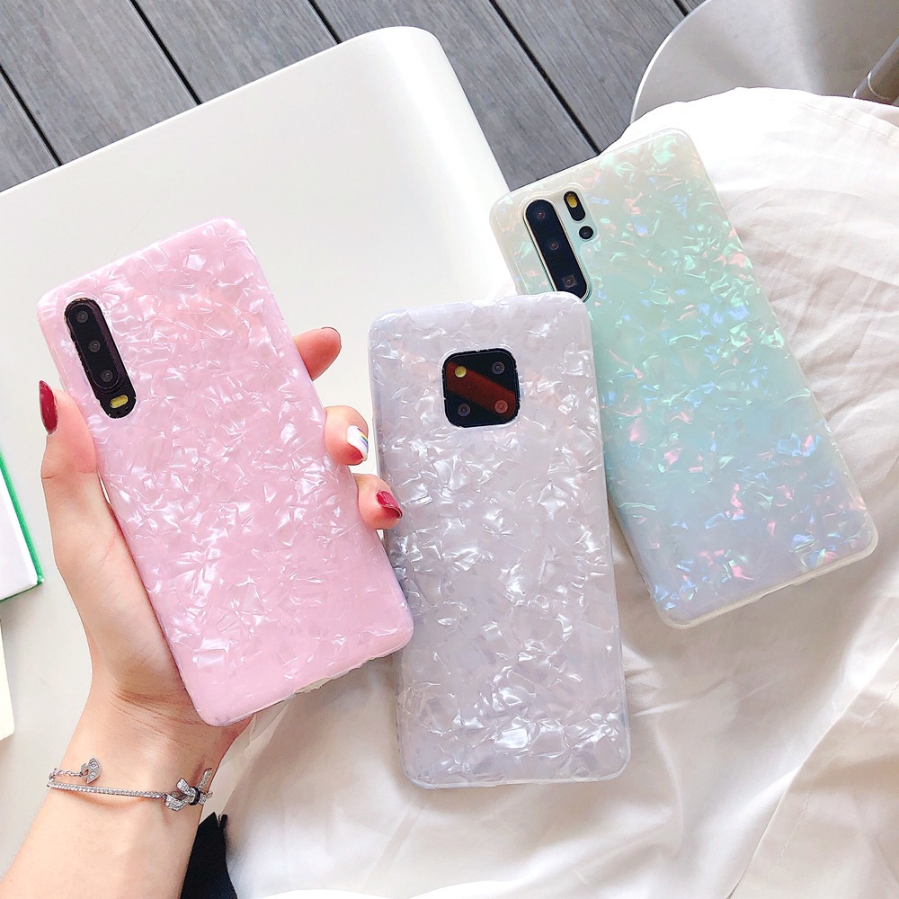 Glitter dream conch shell marble pattern case For Huawei Mate 20 30 pro ...