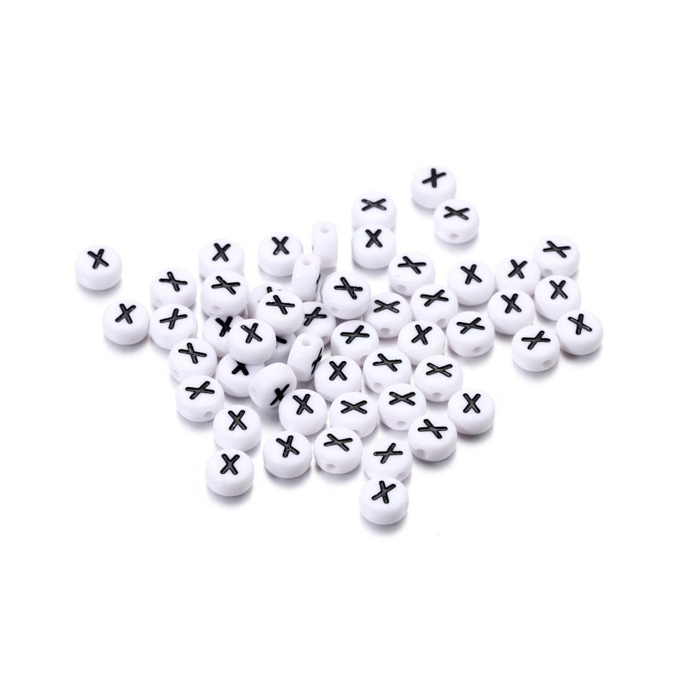 St.Kunkka 100 Pcs 4*7mm 26 A-Z letter mixed black and white letter ...