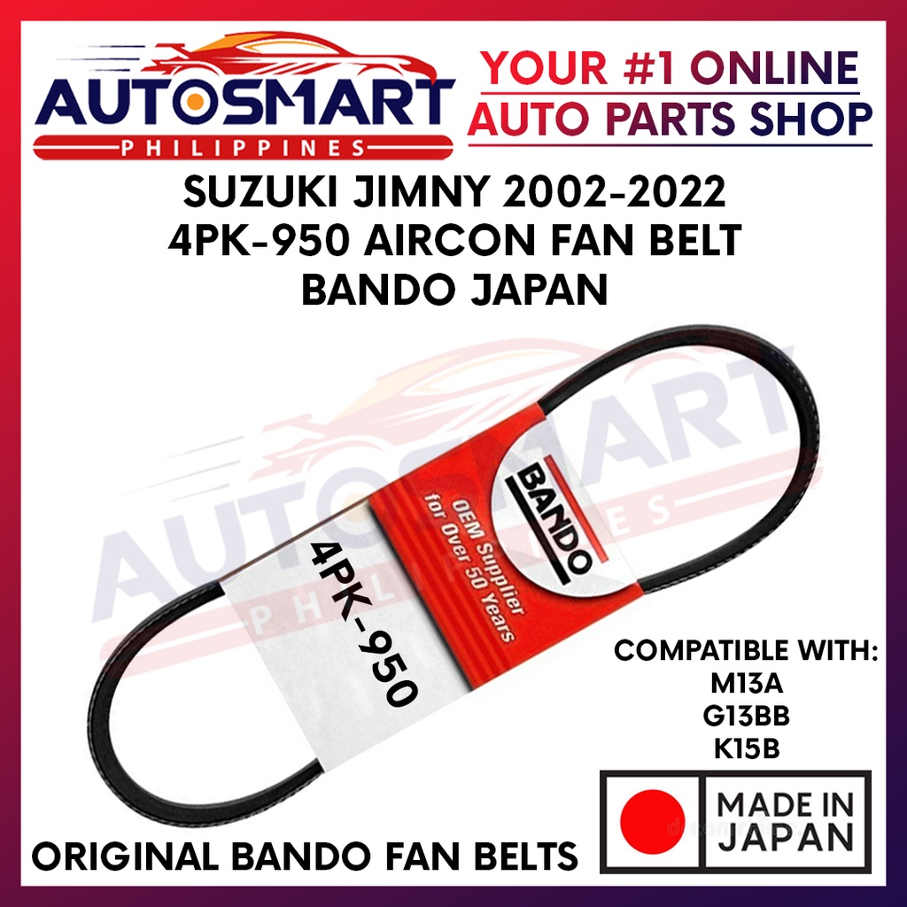 Suzuki Jimny 2002-2022 Aircon Fan Belt Bando Japan 4PK-950 4PK950 ...