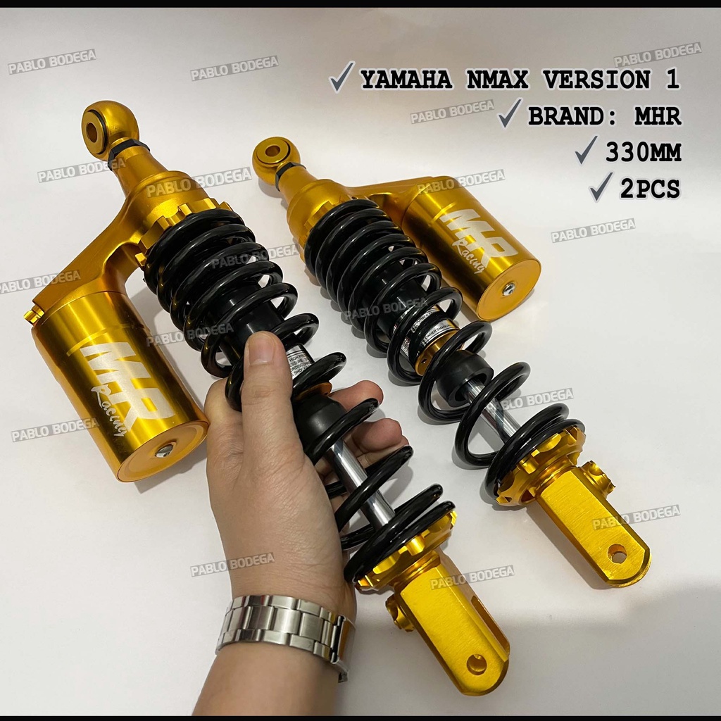 Yamaha NMAX V1 Rear shock absorbers 2pcs with Baso style BLACK GOLD ...
