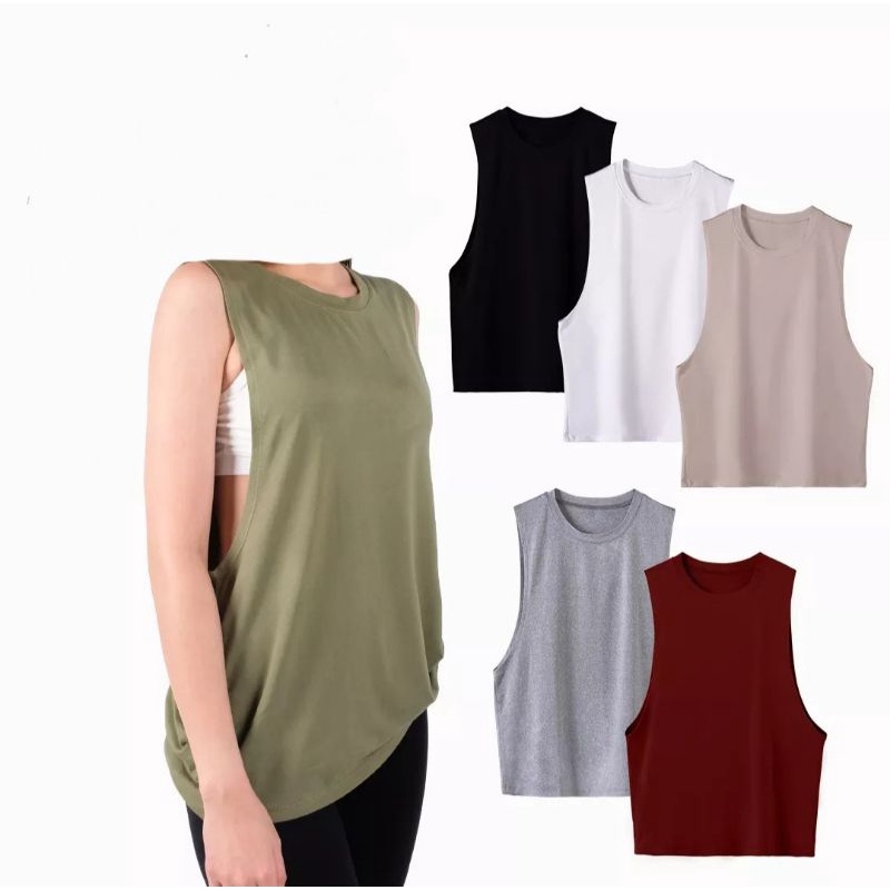 TC Cotton Muscle Tee for Women Active Wear Set Plain Muscle Shirts ...