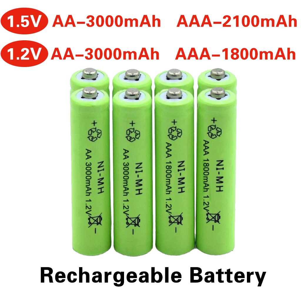 1.5V/1.2V 3000mAh AA/AAA Rechargeable Battery NI-MH Battery | Shopee Philippines