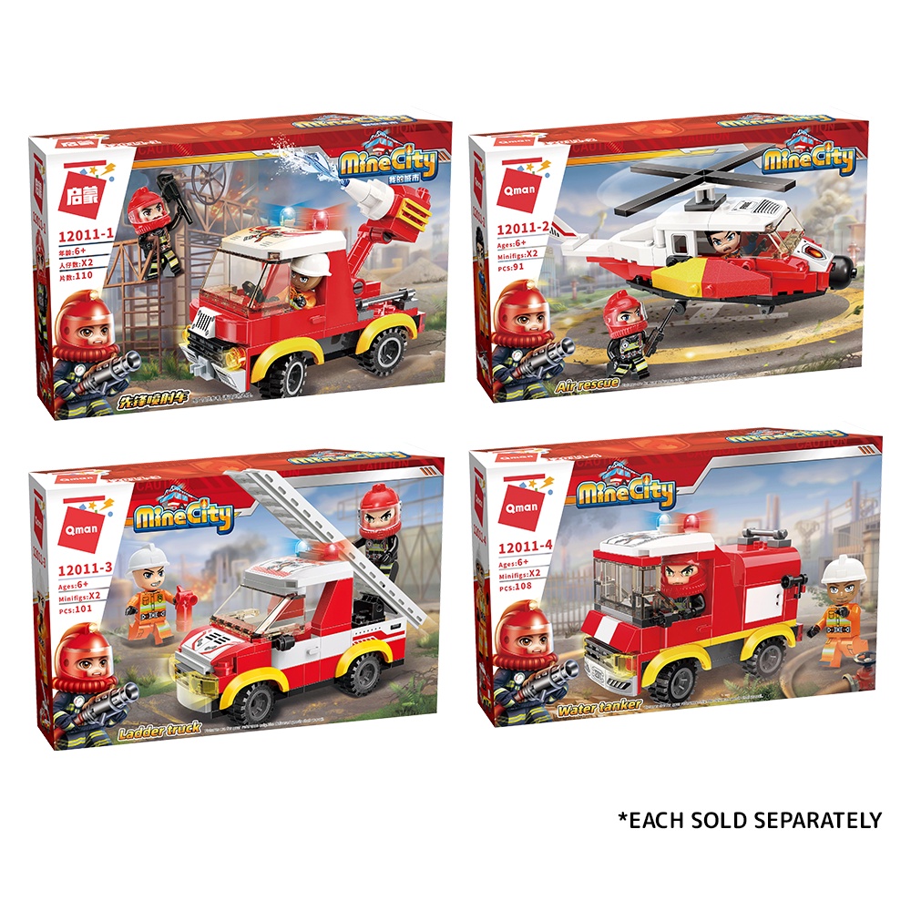 QMAN Building Blocks Fire Rescue Mini Vehicles Collectible Sports Technic Car Construction ...