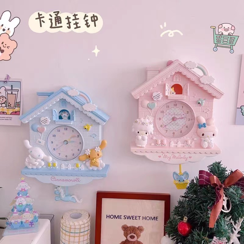 Cartoon Cute Battery Swing Wall Clock Melody Clock Pudding Dog | Shopee ...
